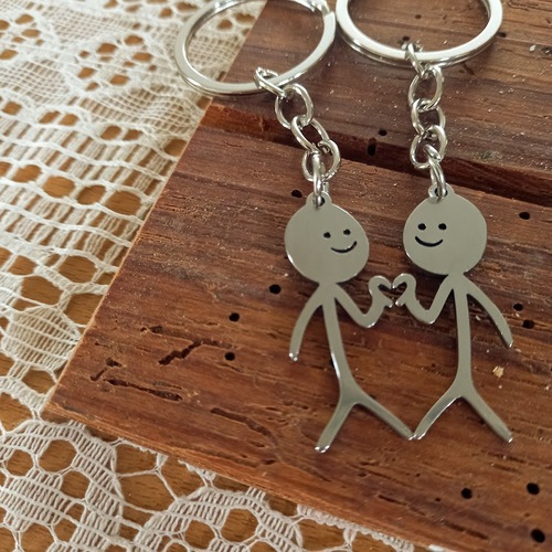 Stick Figure Couple Keyring Set